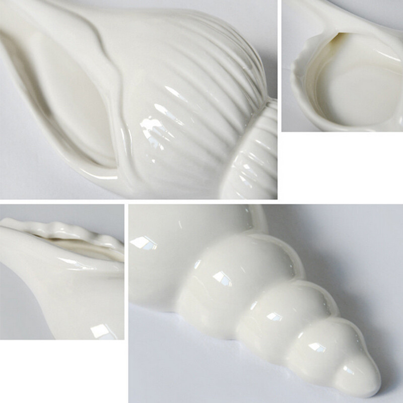 Sea Shell Conch Flower Vase Porcelain Craft Home Wedding Wall Decor Art ...
