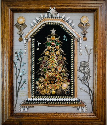 CHRISTMAS WINDOW FRAMED JEWELRY ONE OF A KIND ART HOME DECOR UNIQUE ...