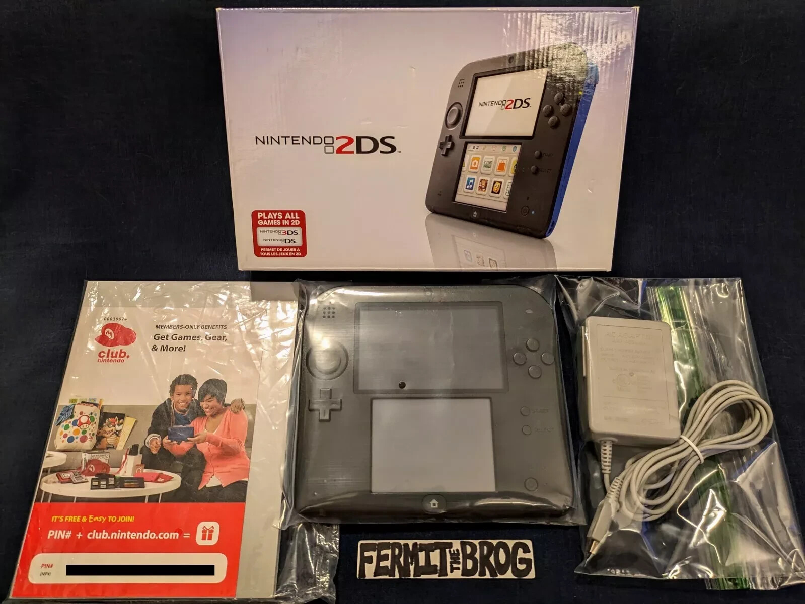 NINTENDO 2DS Electric Blue Video Game System Box Charger Black 3DS ...