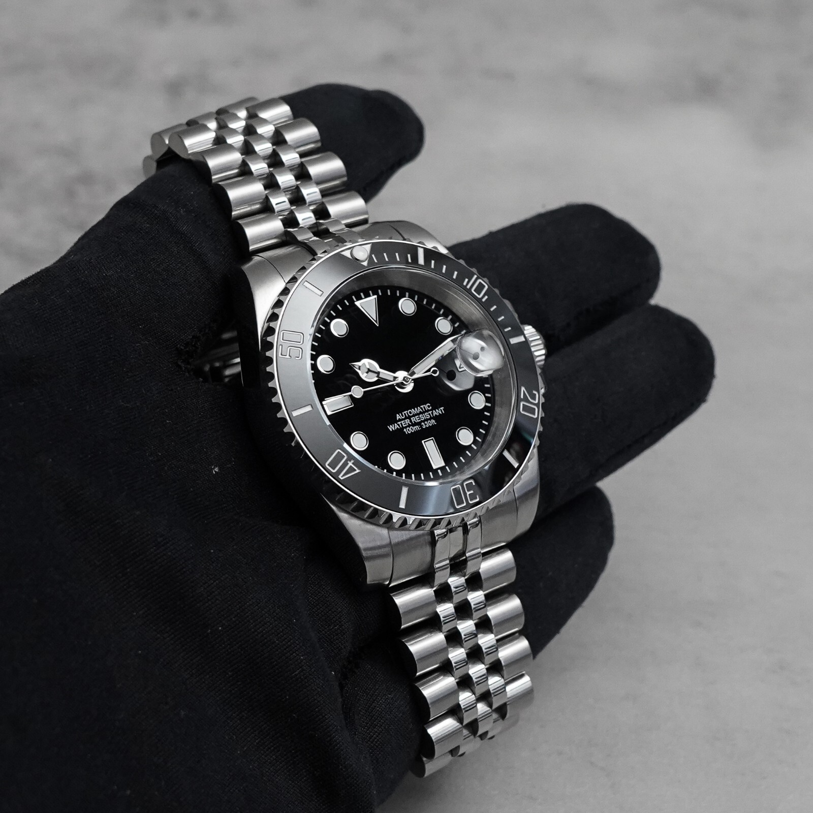 Custom Made 40mm Black Custom Diver Style Mod Watch Jubilee & NH35 ...