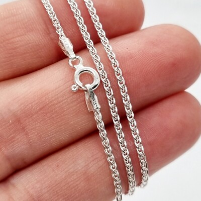 Sterling Silver Chain Necklace Spiga Twist Wheat Solid Stamped 925 - 1 ...