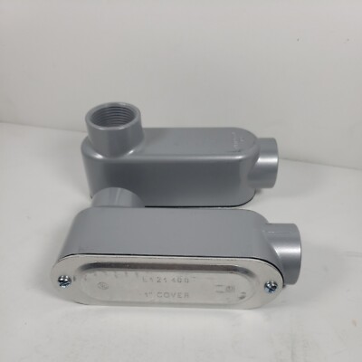 2 QTY LOT E121488 1" LB Threaded Conduit Elbow Body With Cover, E ...