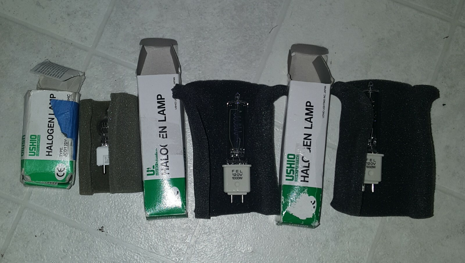 2 USHIO FEL BULBS 1000-WATT & 1 USHIO DYS 600-WATT, HALLOGEN LAMP | eBay