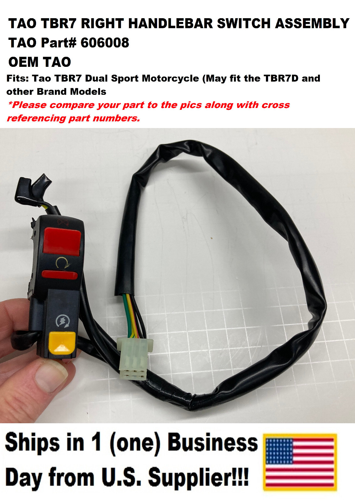 TAO TBR7 RIGHT HANDLEBAR SWITCH ASSEMBLY (TAO Part# 606008) | eBay