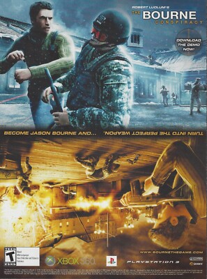 2008 The Bourne Conspiracy Xbox 360 PS3 Promo Art PRINT AD ...