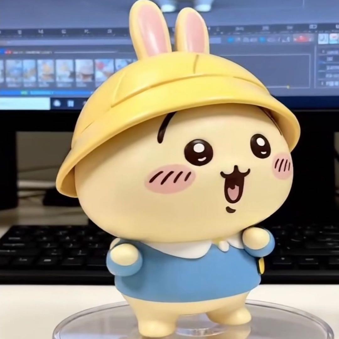Chikawa Rabbit Figure Yellow Hat Blue Shirt Compact Collectible Japan ...