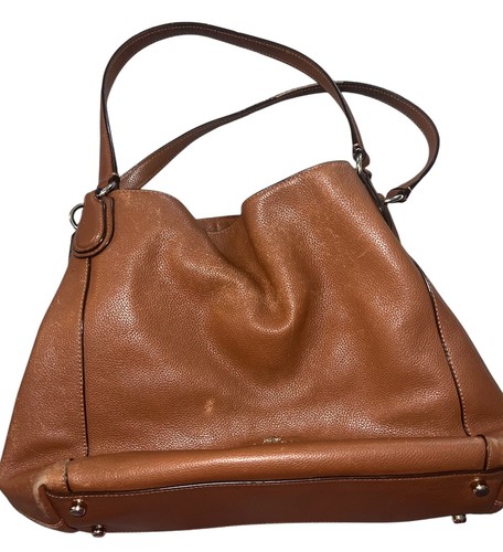 Coach Edie Brown Pebbled Leather 3 Compartments Shoulder Bag | eBay
