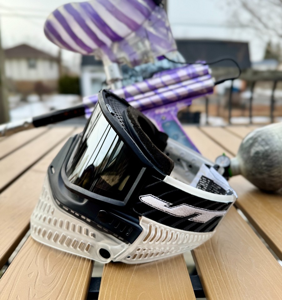 JT Flex 7 Proflex Paintball Mask OG Black Thin Frames Mirror Lens Clear ...