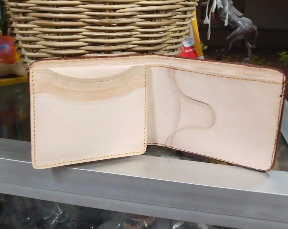 Flower Carved Wallet Handmade Western Cowboy Wallet Mens Bifold Wallet ...