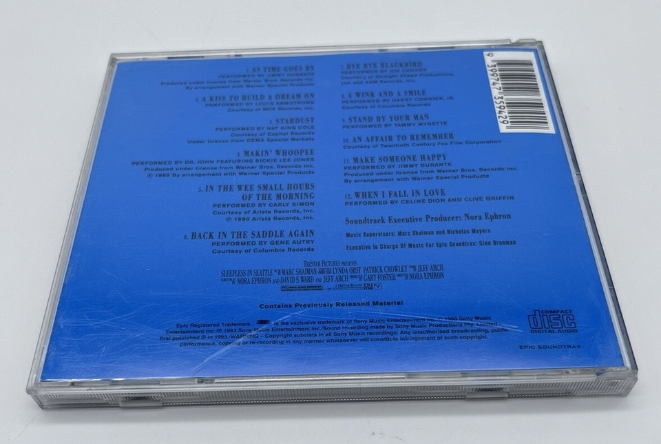 SLEEPLESS IN SEATTLE CD Original Motion Picture Soundtrack CELINE DION ...