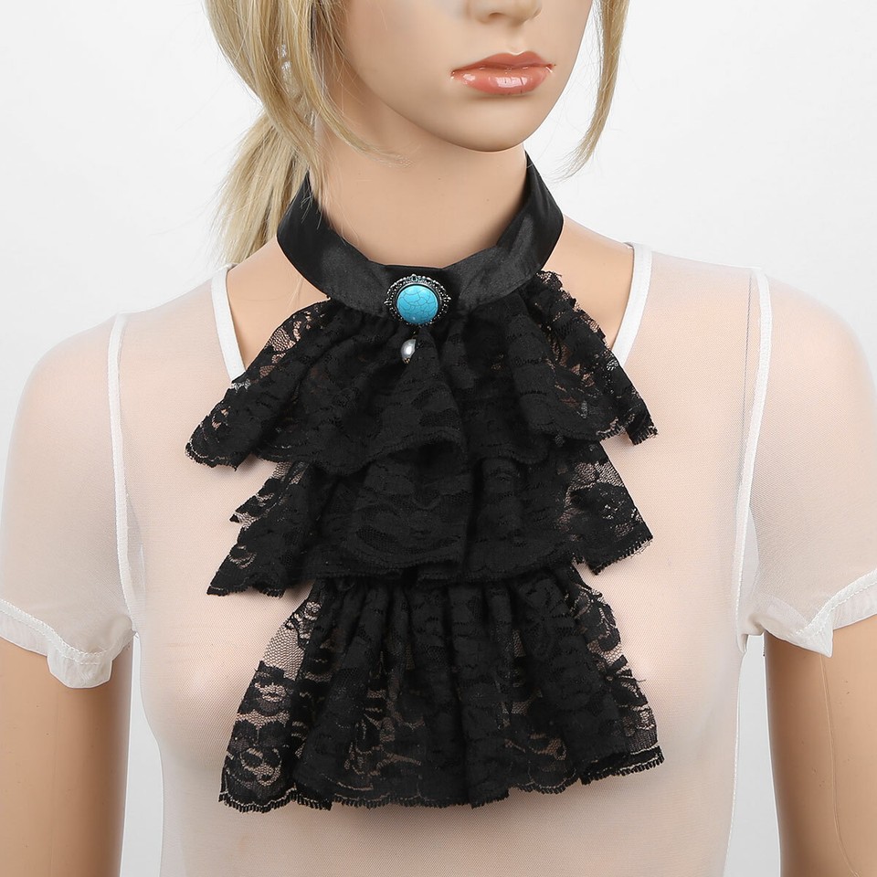 Lace Jabot Victorian Renaissance Ruffle Neck Collar Colonial Costume ...
