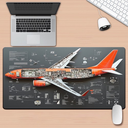 40*90cm1pc Aircraft Design Desk Mat,XXL Non-Slip Rubber Base Computer ...