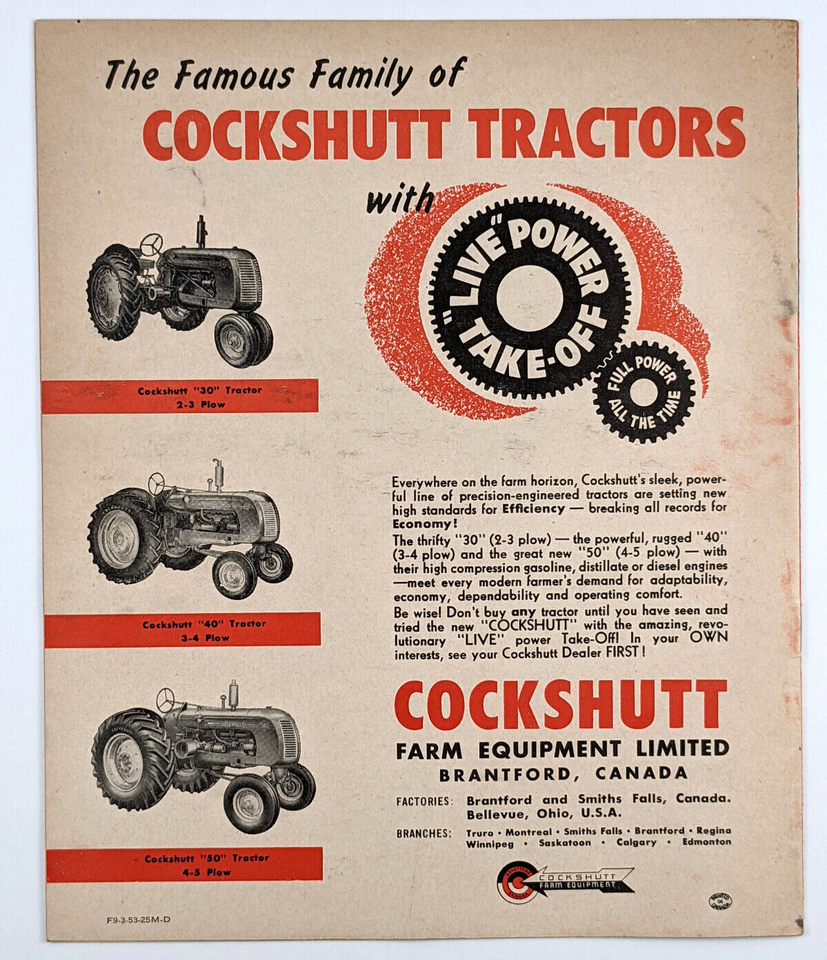 Cockshutt Mowers Tractors Advertising Brochure Cockshutt Farm Equipment ...