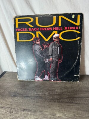 RUN DMC Faces /Back From Hell ( Remix ) 12”Vinyl LP PRO-7328A-DJ PROMO ...