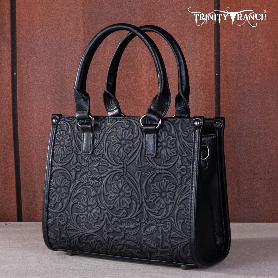 Trinity Ranch Western Cowgirl Purse Floral Tooled Crossbody Tote Bag ...