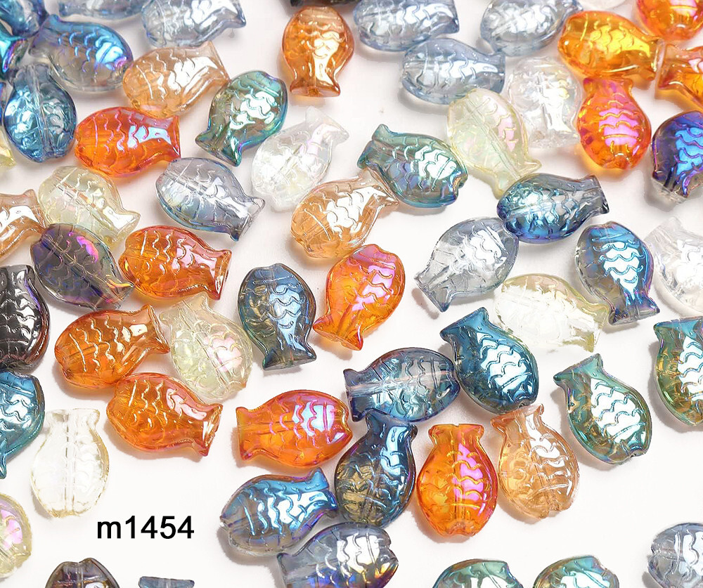 Glass Electroplate Fish Bead Mix 10x14mm Lot of 10 M1454 | eBay