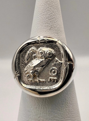 Owl of Athena Nike Goddess Minerva ancient coin copy Signet Ring | eBay