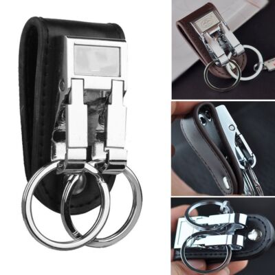 Key Chain Leather Belt Buckle Clip 2 Loops Keychain Key Ring Holder Key ...