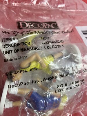 DecoPac Basketball Players Cake Toppers 3” 3 Total Figures Plus Hoop ...