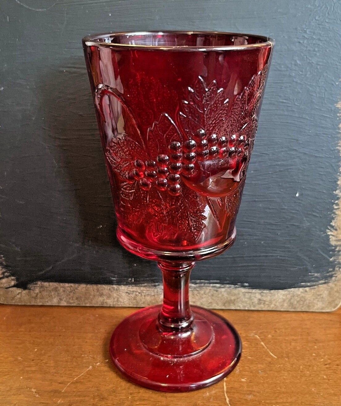 Fenton L.G. Wright Ruby Red Glass Strawberry & Currant Stemmed Goblet ...