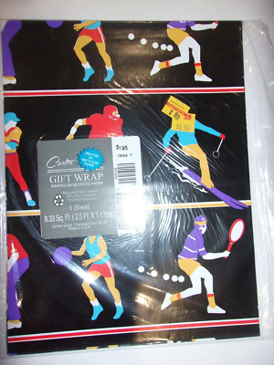 New Vintage Carlton Cards Wrapping Paper Gift Wrap Sports Football ...