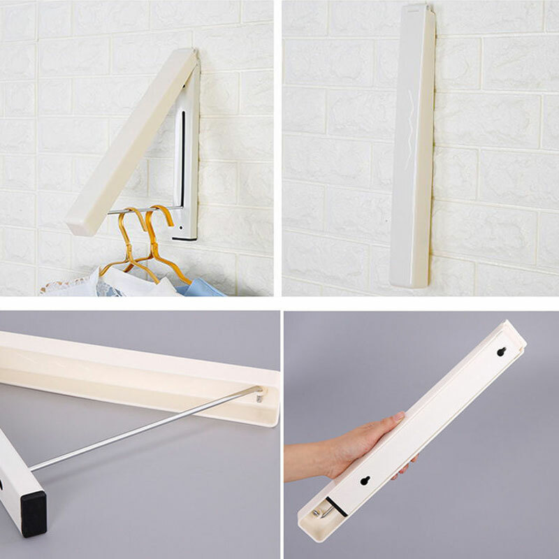 Foldable Retractable Wall Mounted Hanger Clothes Organizer Drying Rack ...