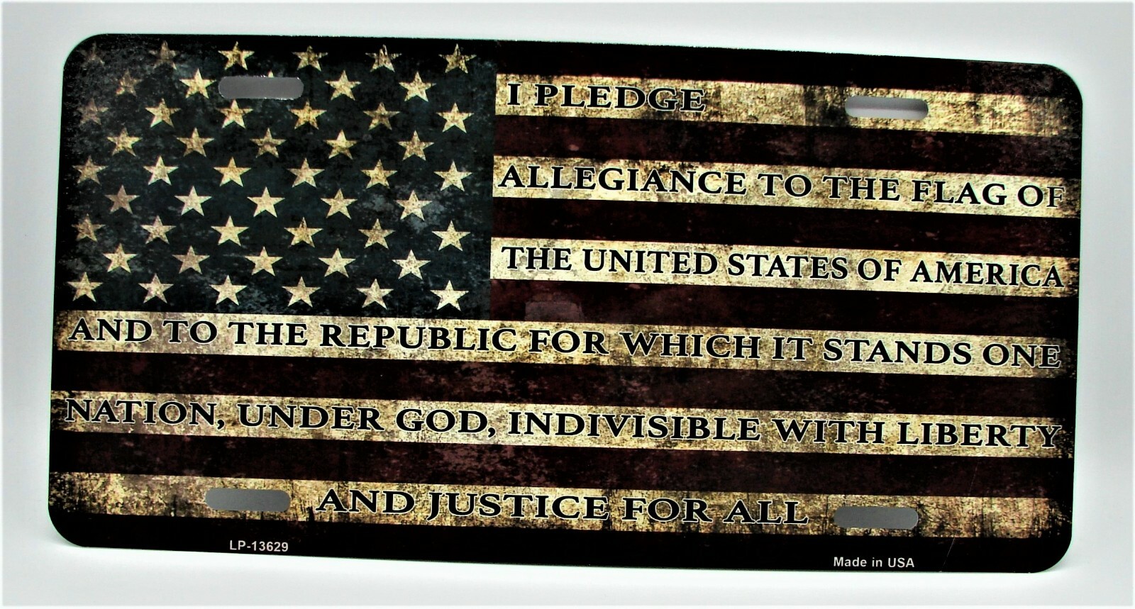 AMERICAN FLAG METAL CAR LICENSE PLATE AUTO TAG. USA FLAG, U.S., I ...