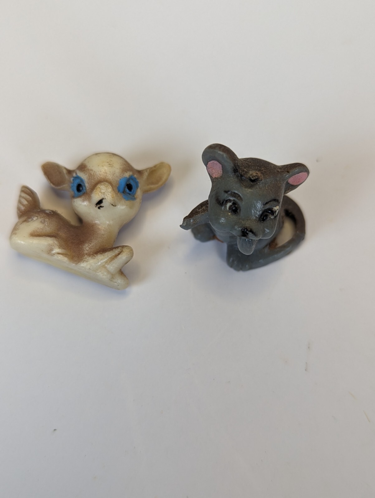 VTG Big Eye Deer Fawn & Gray Mouse Figurines Hard Plastic Miniatures | eBay