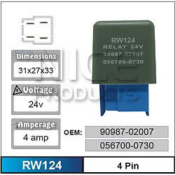 Nice RW124 Relay 4 Pin 24 Volt for Toyota Models 90987-02007 056700 ...
