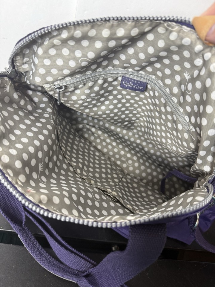 Kipling Pahneiro Purple Pattern Distressed Purse Handbag Women's Medium ...