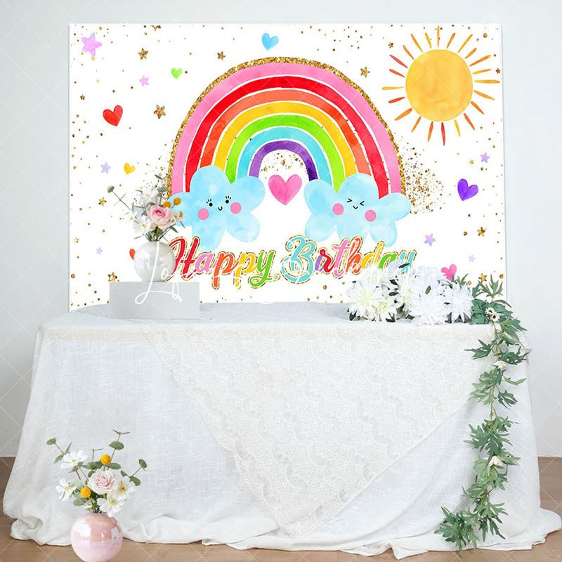 Cute My Party Cloud Rainbow Birthday Backdrop | eBay UK