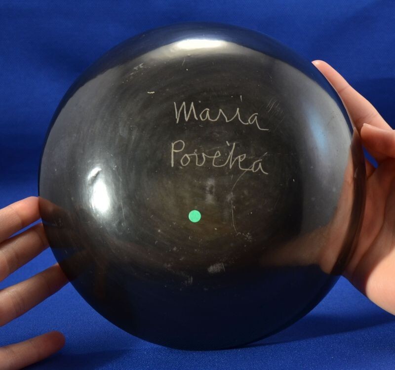 Polished Plain Blackware Open Bowl Pottery by Maria Martinez,Signed ...