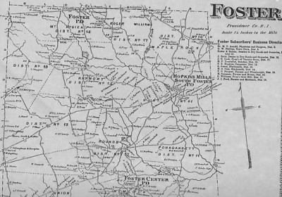 Foster Clayville Mooseup RI 1870 Map with Homeowners Names Shown | eBay