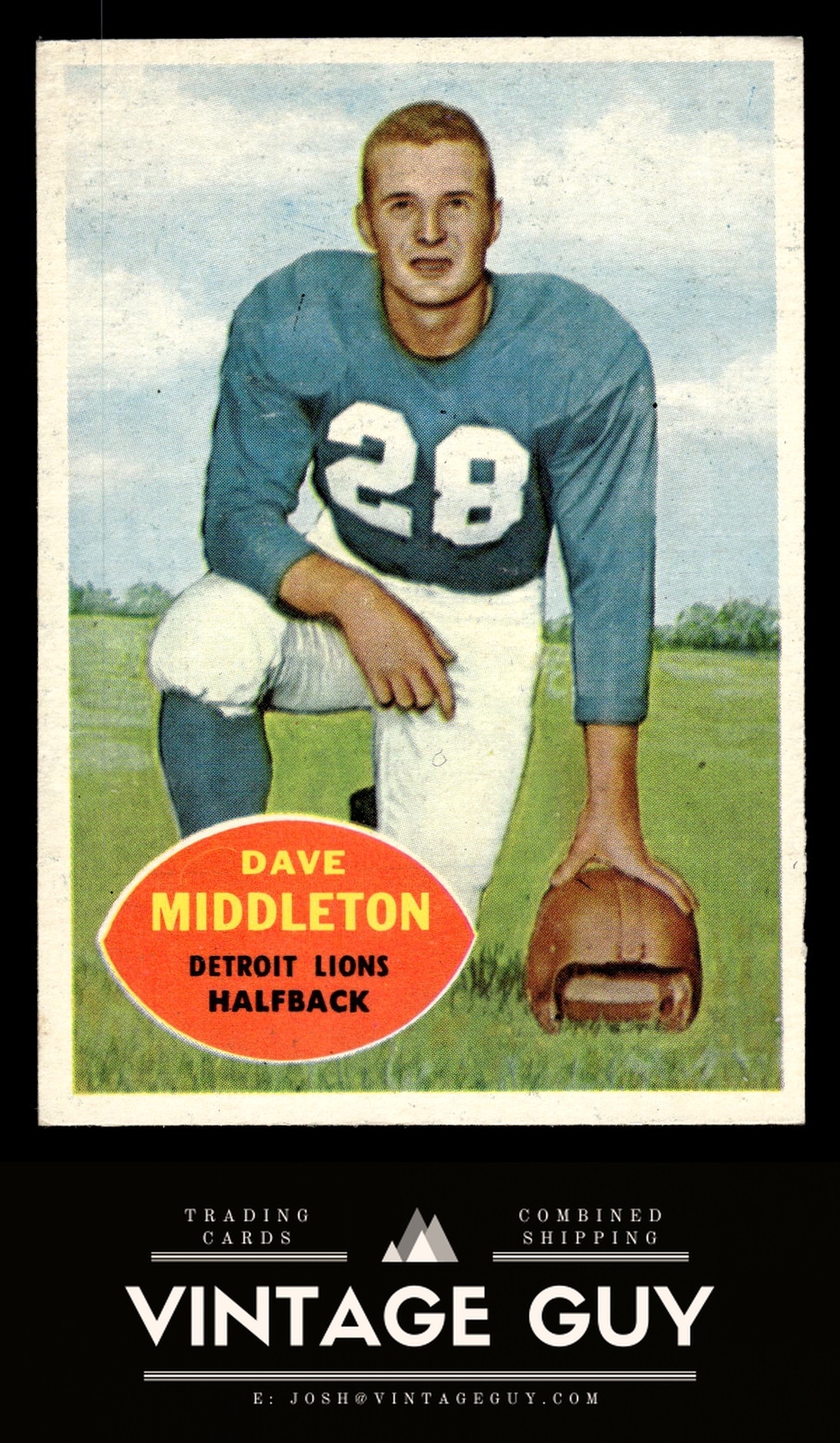 1960 Topps #43 Dave Middleton Vintage Detroit Lions Football Card | eBay