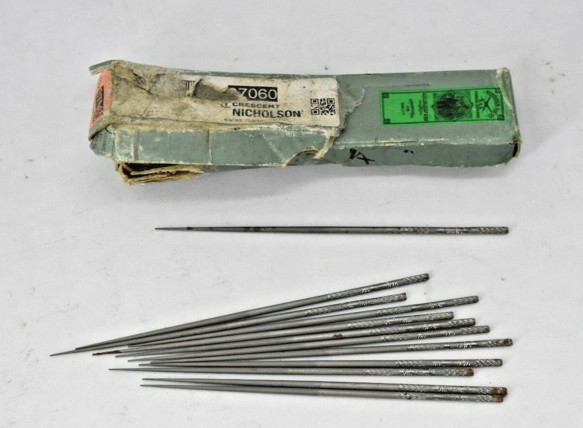 Cresent Nicholson 37060 4" Length Round Handle Needle File Cut #2 12 ...