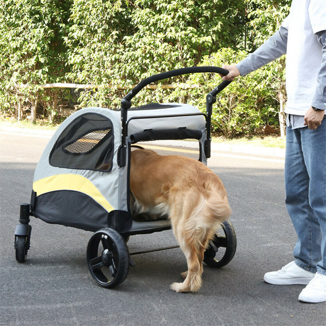 X-Large Dog Stroller 4 Wheel Pet Trolley Carrier Foldable for 2 Dogs up ...