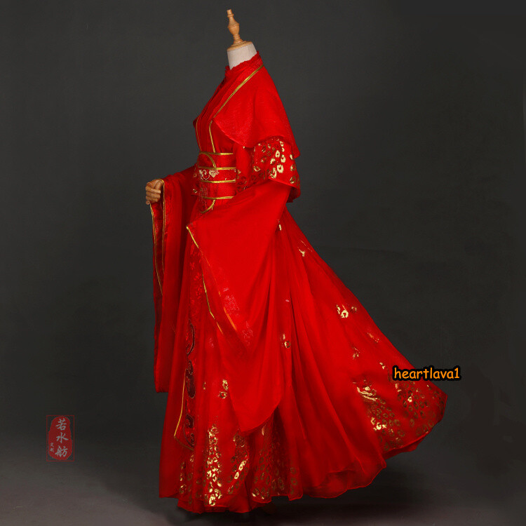 Tian Guan Ci Fu Xie Lian Red Hanfu Cosplay Costume Fancy Dress Outfit ...