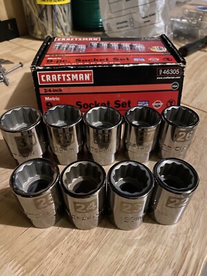 Craftsman 3/4” Drive Easy Read 9 Piece Socket Set USA NOS | eBay