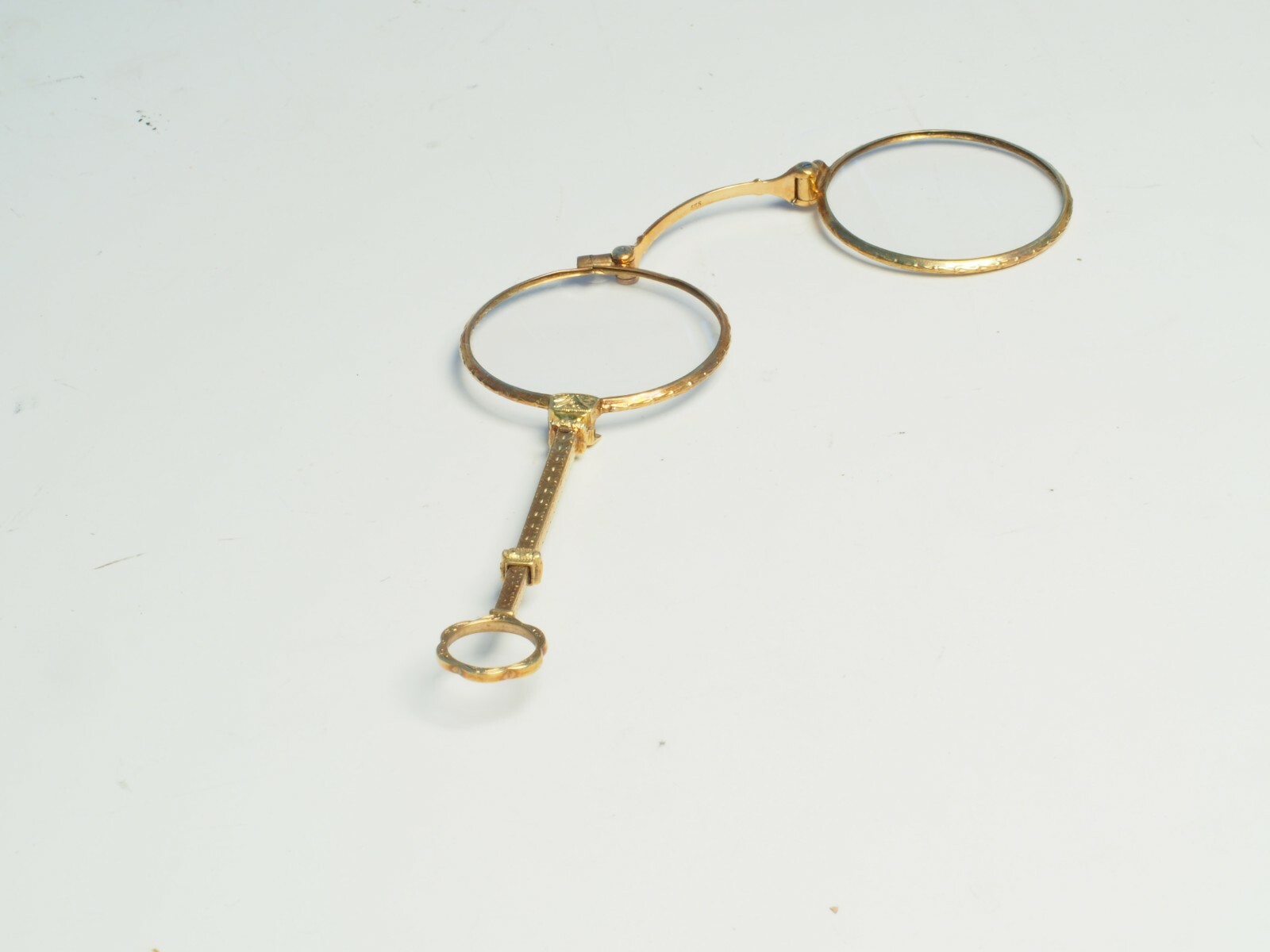ANTIQUE LORGNETTE Solid Gold 14K spring FOLD UP OPERA… - Gem