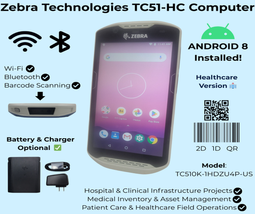 Zebra TC51-HC TC510K Android 8 Scanner 2GB/16GB Barcode –TC510K-1HDZU2P ...