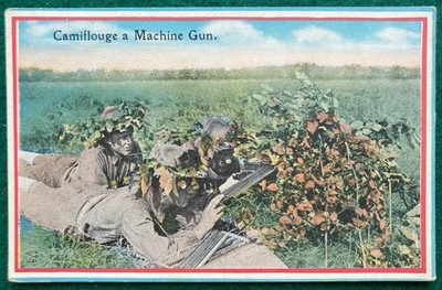c1918 Litho Postcard Camouflage Machine Gun WWI Soldiers WW1 Mexican ...
