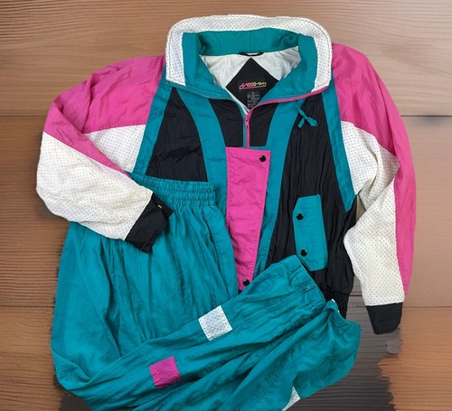 Vintage G-4000 Tracksuit 80s Pants & Jacket Neon Retro Nylon Throwback ...