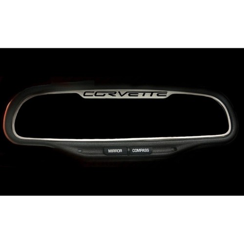 Brushed Rear View Mirror Trim w/'Corvette' for 05-13 Corvette w/Auto ...