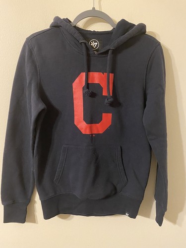 Mens 47 Brand Cleveland Guardians Block C Navy Blue Hoodie Size Small ...