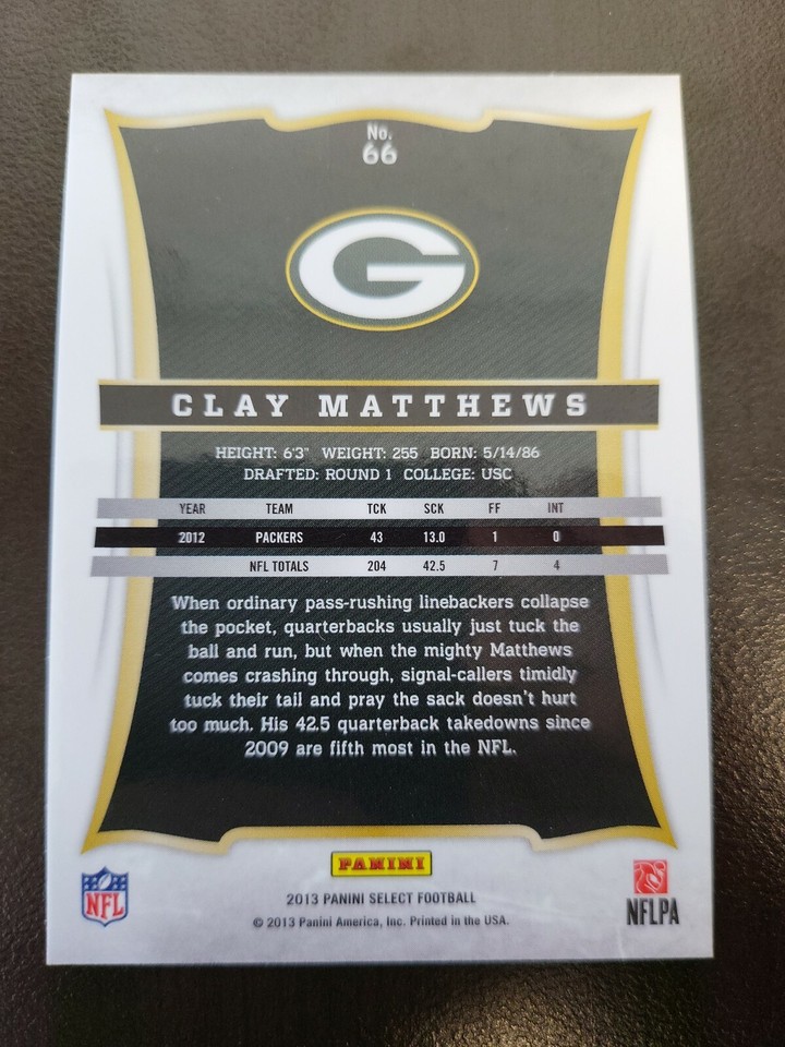 2013 Select Clay Matthews card #66 | eBay