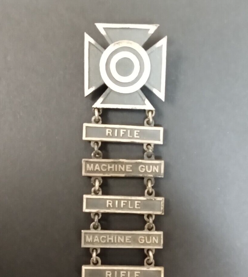 WWII Sterling Silver Marksman Badge with Multiple Qualification Bars ...