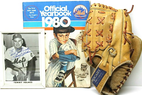 Vintage 1980's New York Mets Official Yearbook + Tommy Holmes Autograph ...