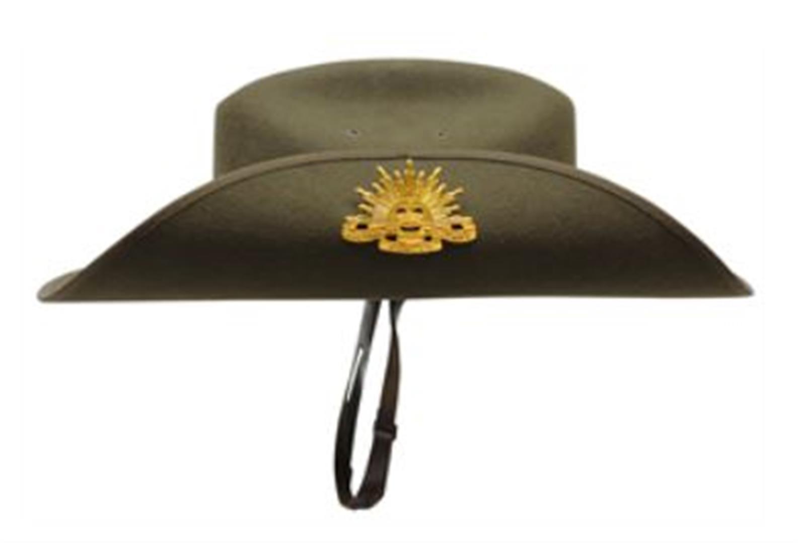 Australian Army Wool Felt Slouch Hat Rising Sun Badge Puggaree Chin ...