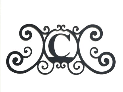 Iron Letter C Monogram Door Wall Decoration Plaque Metal Initial solid ...