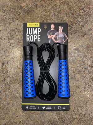 Beyond Fit Jump Rope with Textured Hand Grips 9 Ft Traditional Skip ...